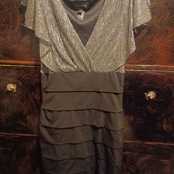 Enfocus Studio | Dresses | Enfocus Studio Metallic Silver And Black ...